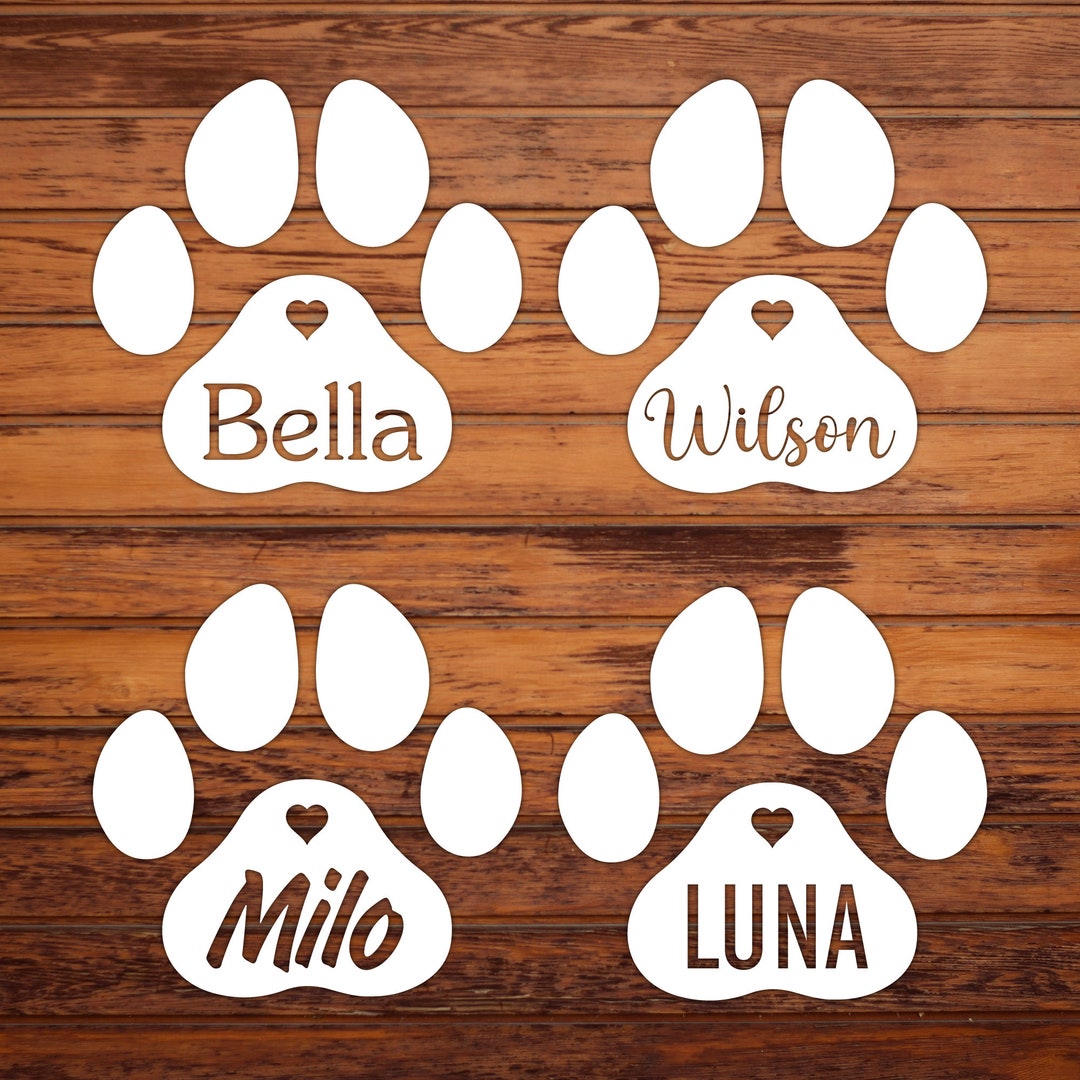 Custom Pet Name Paw Print Decal, Paw Decal, Paw Sticker, Dog Decal, Dog ...