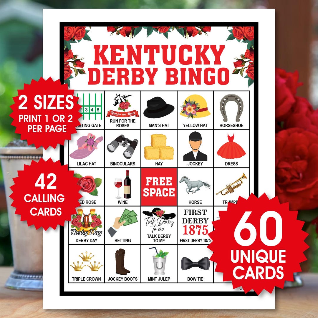 60 Kentucky Derby Bingo Cards, Kentucky Derby Party Game, Run for the ...