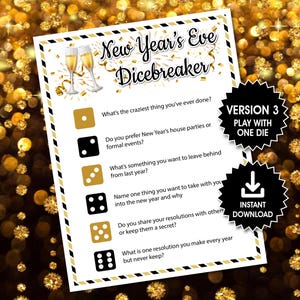 New Year's Eve Icebreaker Dice Game, Party Conversation Starters (PDF ...