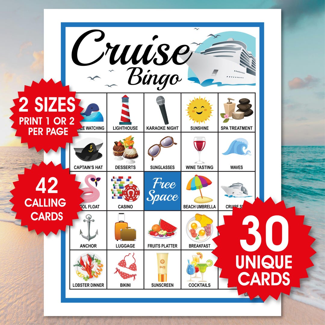 30 Cruise Bingo Cards, Cruise Party Game, Travel Activity for Kids ...