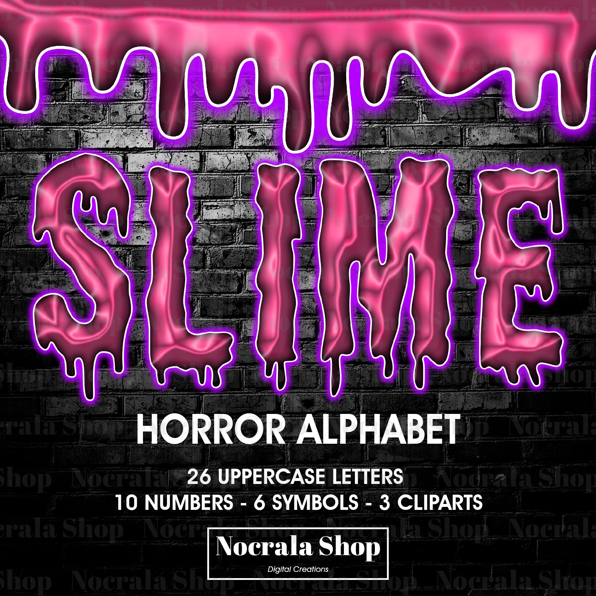 Pink Slime Dripping Alphabet Clipart, Horror Letters (PNG Digital ...