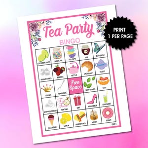 40 Tea Party Bingo Cards, Tea Party Game, Tea Party Activity, Birthday ...