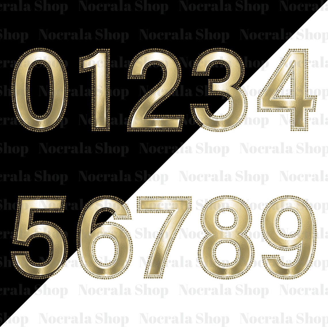 Gold Satin and Diamond Numbers Clipart, PNG Digital Clip Art, Gold ...