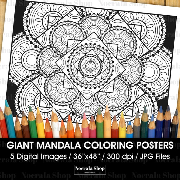 Giant Mandala Coloring Book - Etsy