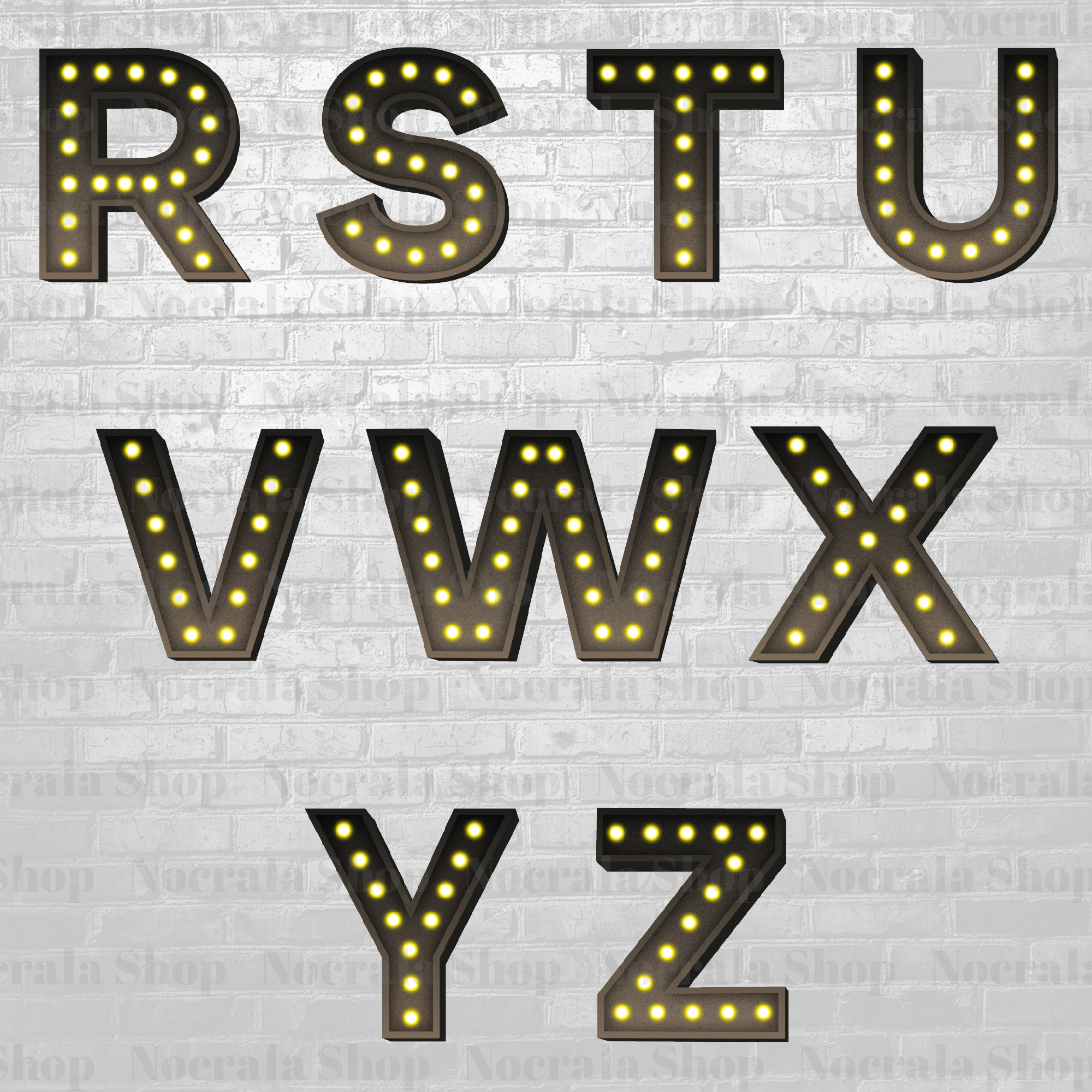 Black Marquee Alphabet Clipart, Marquee Letters & Numbers, PNG Clipar ...