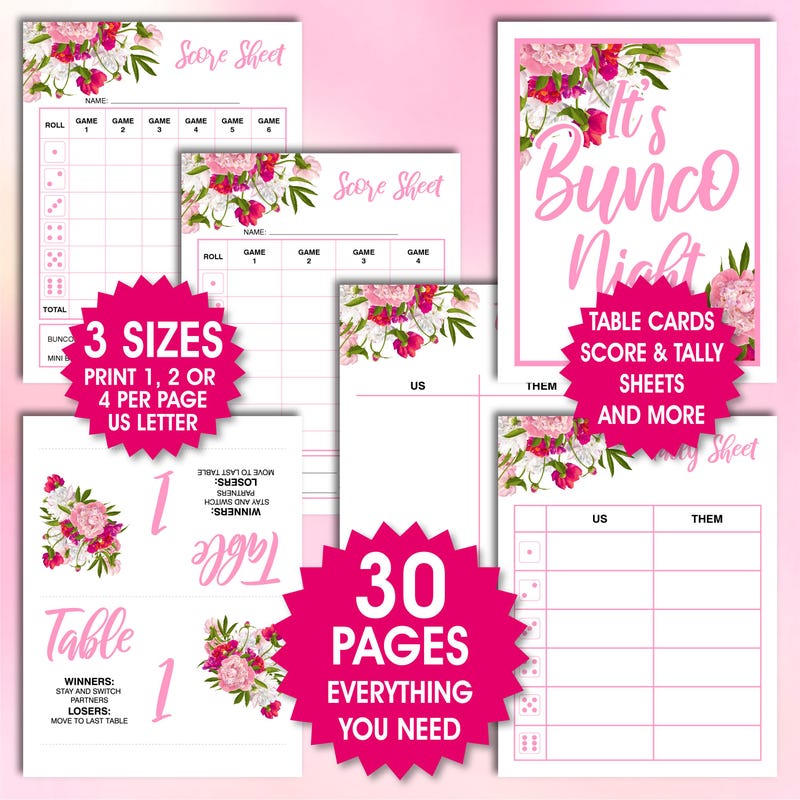 Mothers Day Bunco Sheets - Etsy
