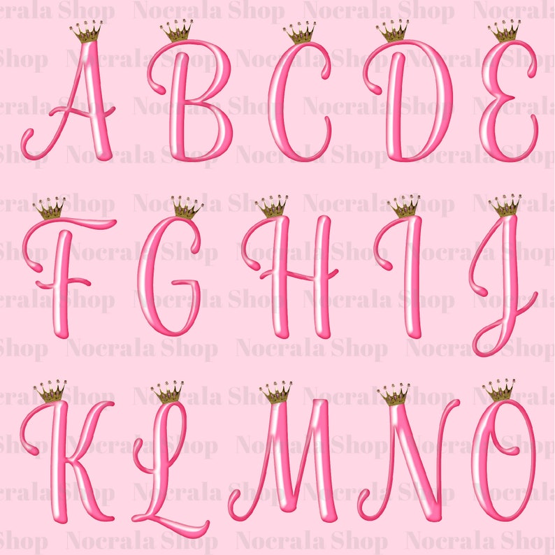 Baby Princess Alphabet Clipart Baby Girl Monogram Baby Pink - Etsy
