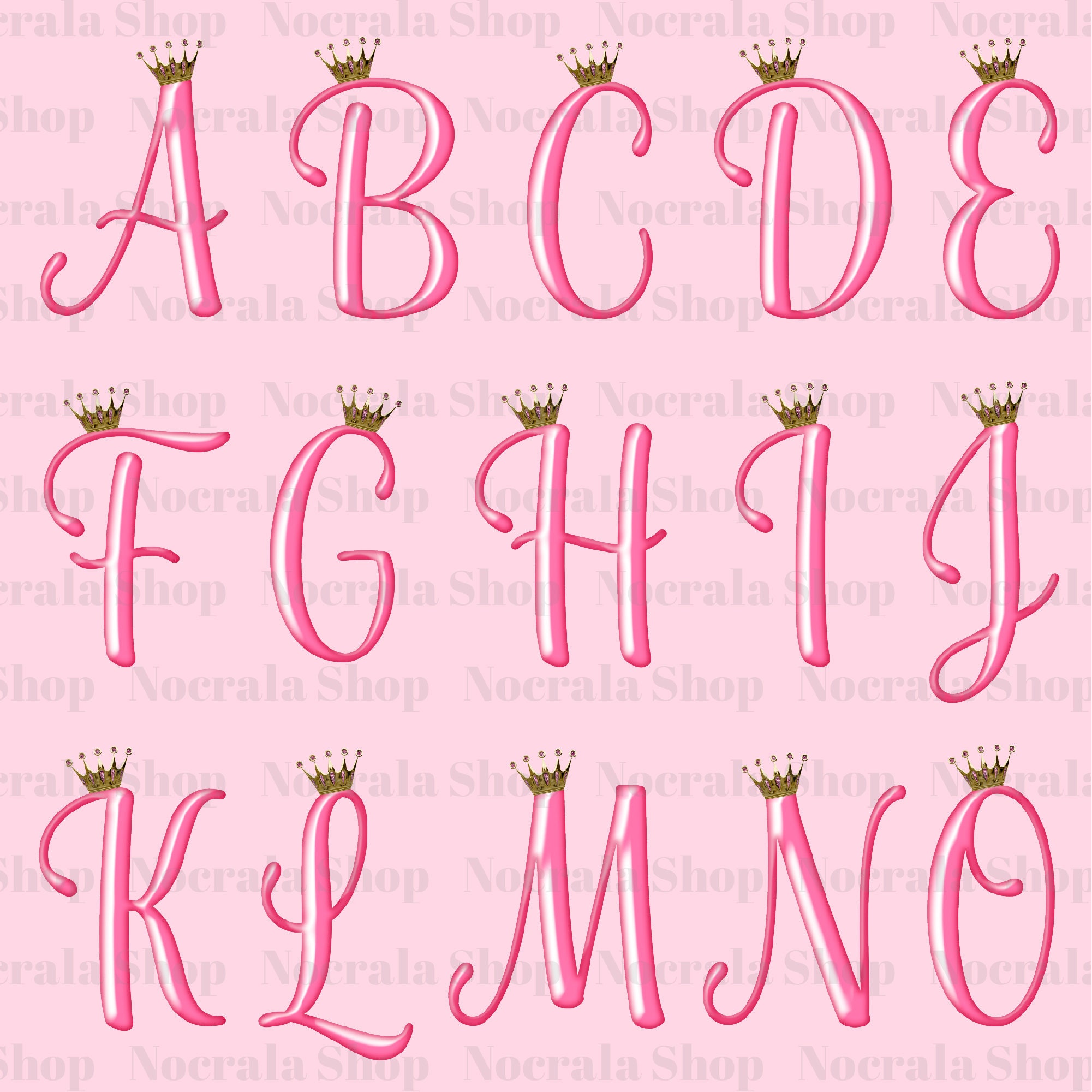 Baby Princess Alphabet Clipart, Baby Girl Monogram, Baby Pink Letters ...