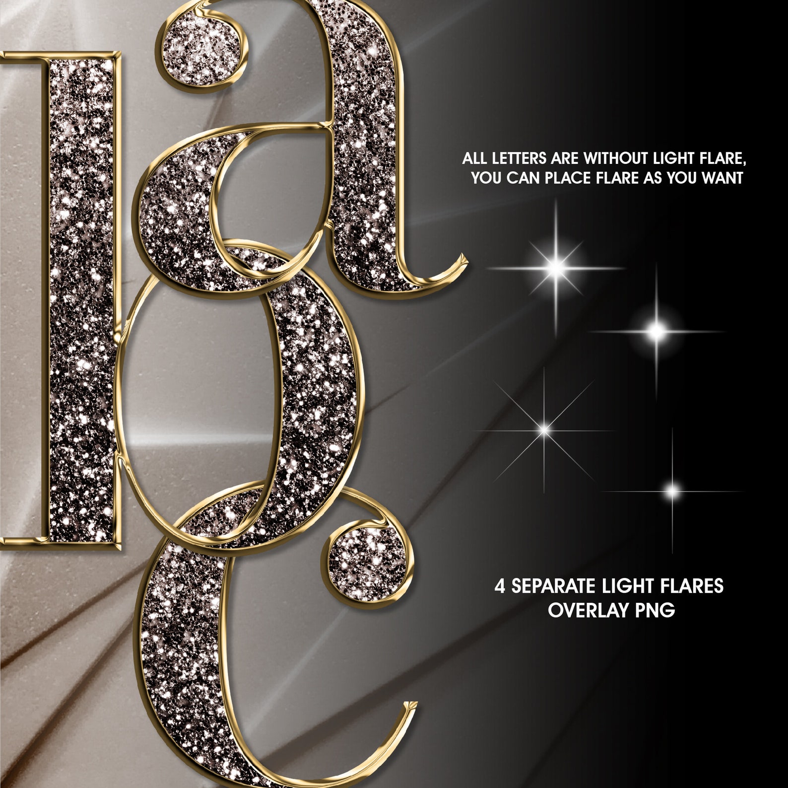 Silver Glitter Alphabet Clipart, Glam Letters and Numbers (digital ...