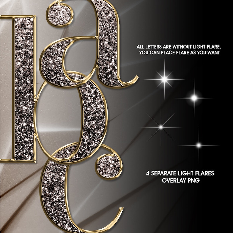 Silver Glitter Alphabet Clipart, Glam Letters and Numbers (digital ...