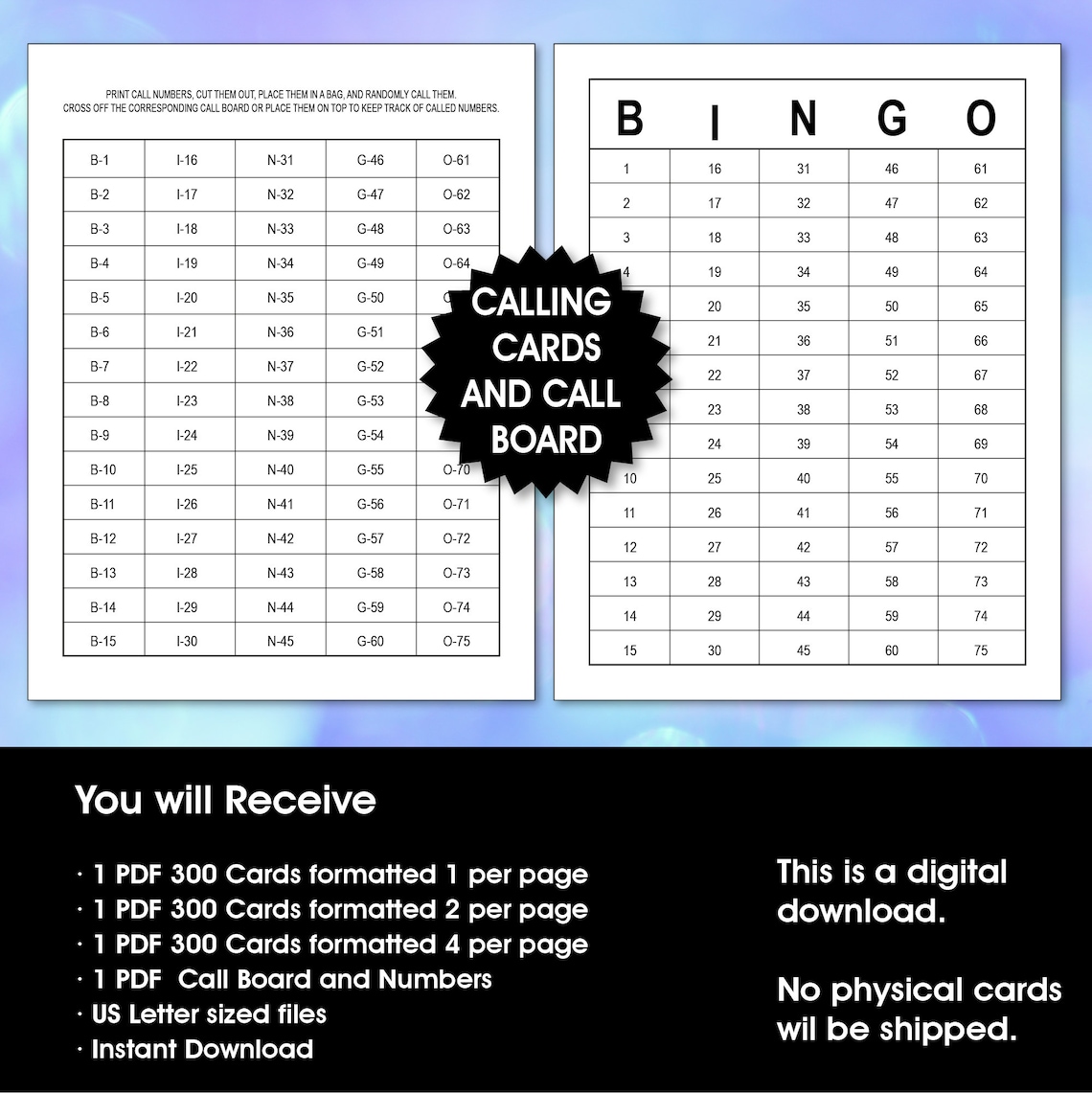 300 Colorful Bingo Cards, 1, 2, or 4 per Page, Fun Party Game ...