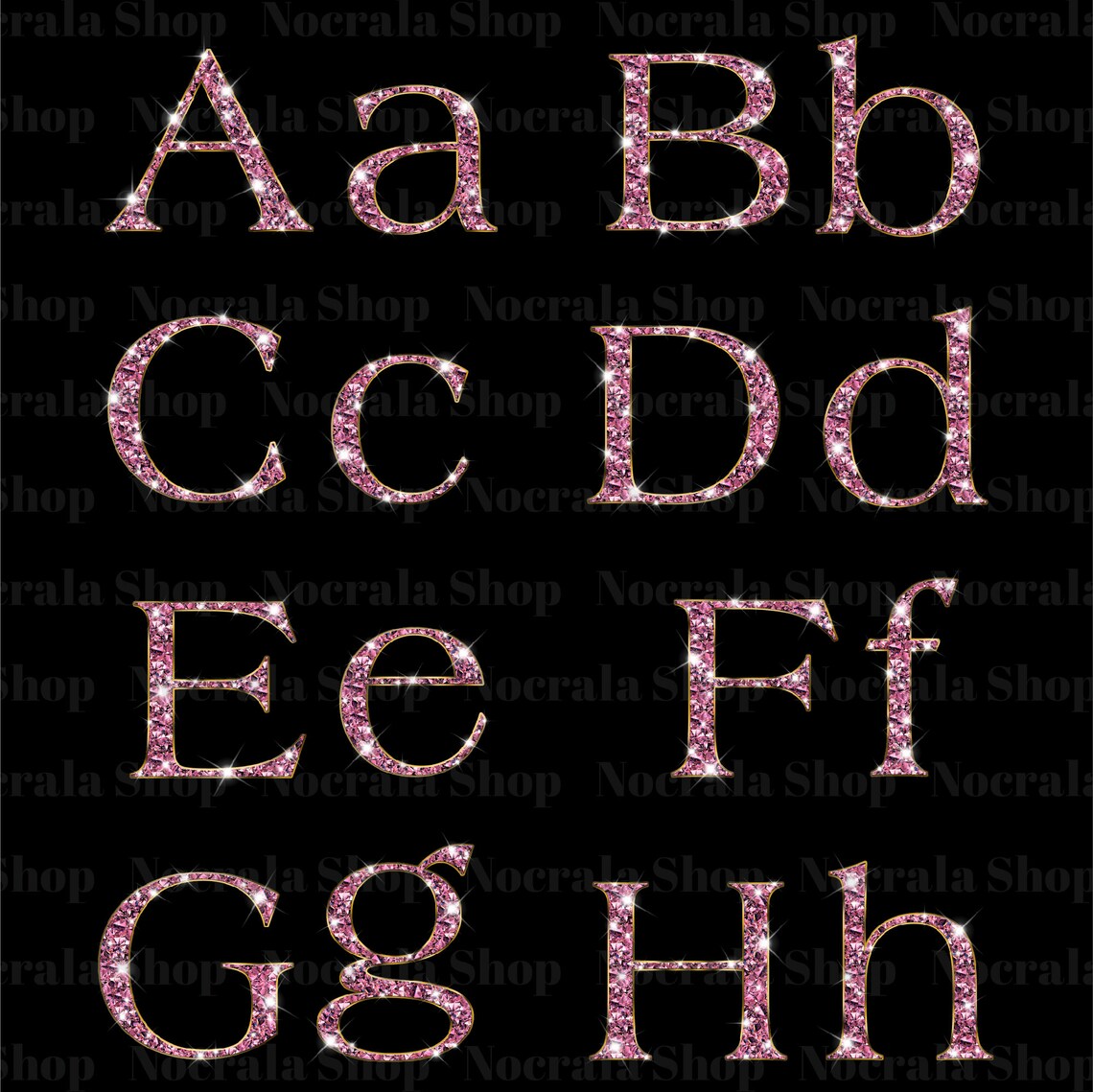 Pink Diamond Alphabet Clipart, PNG Digital Clip Art, Pink Diamond ...