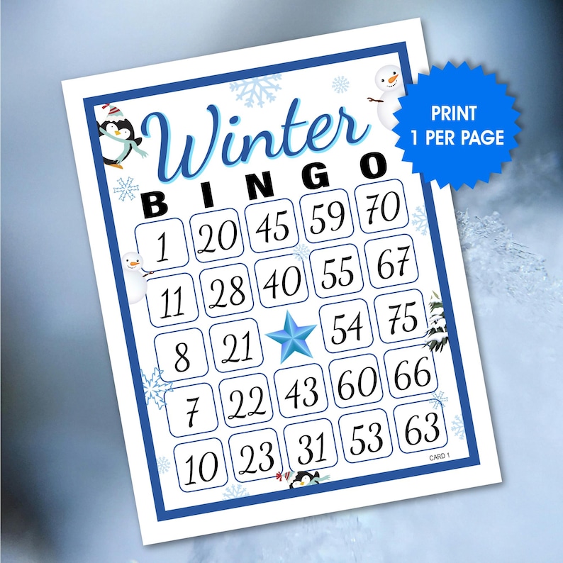 100 Winter Bingo Cards, 1 or 2 per Page, Winter Game, Winter Activity ...