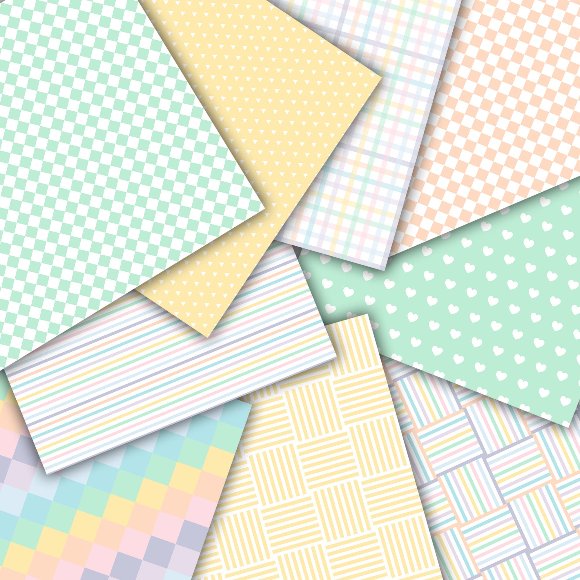 Essential Geometric Pastel Digital Paper, Pastel Backgrounds, Bundle ...