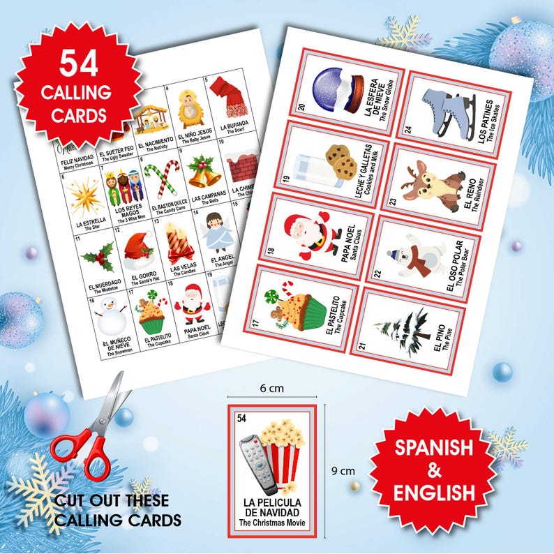 100 Christmas Lottery Cards, Loteria De Navidad, Bilingual Holiday ...