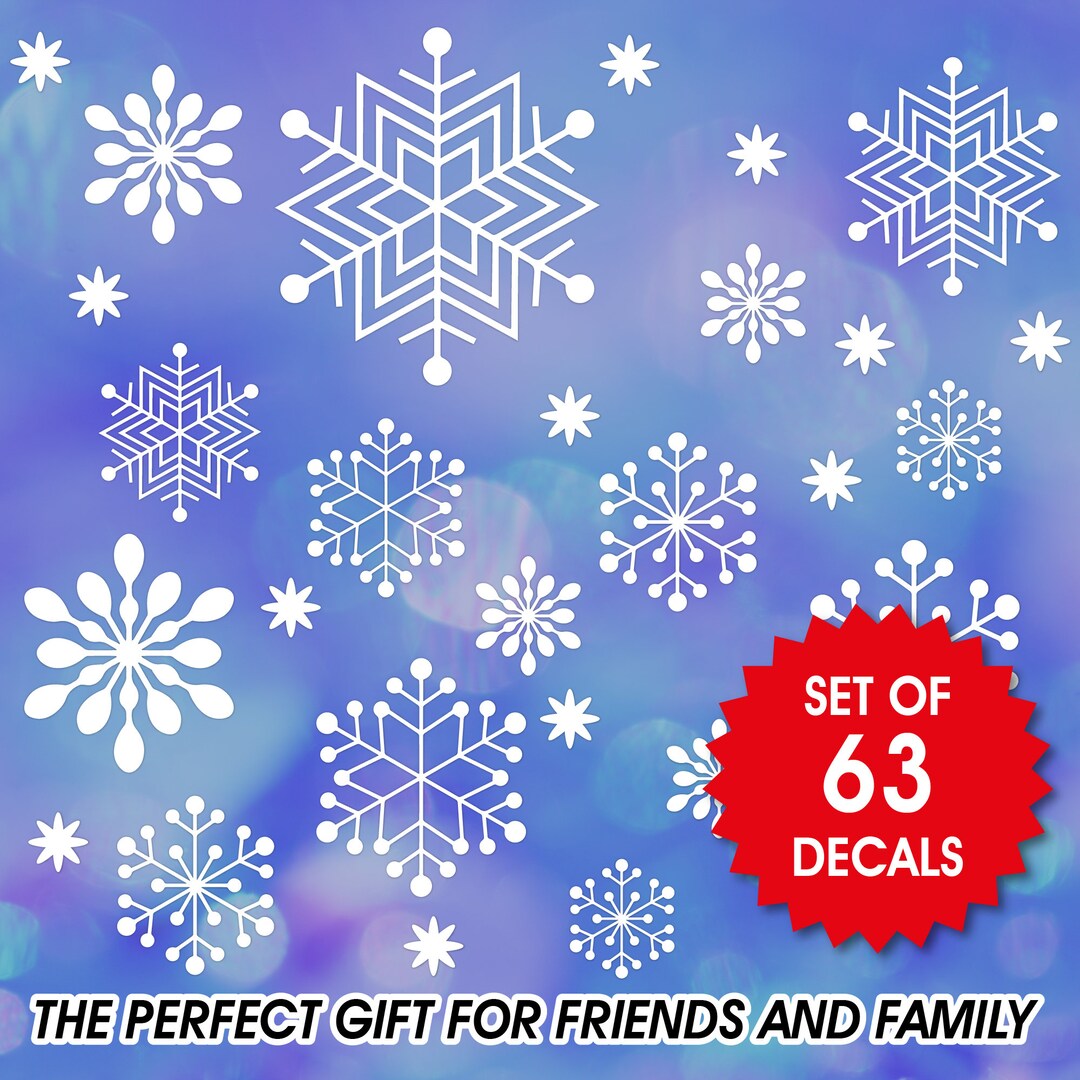 Set of 63 Snow Flakes Vinyl Decals, Country Christmas, DIY Vinyl Decals ...