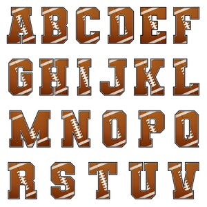 Football Alphabet Clipart, Sport Letters, Numbers, Symbols (PNG Digital ...