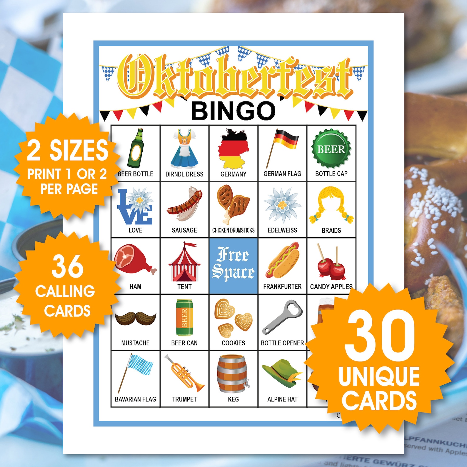 Oktoberfest Bingo, 30 Oktoberfest Bingo Cards, Beer Festival Activity ...