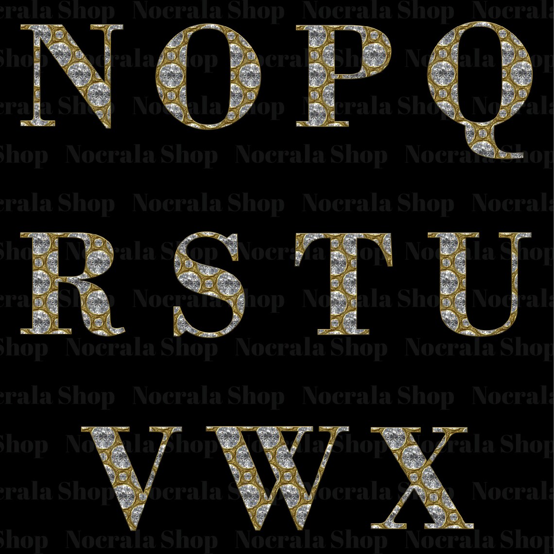 Gold Diamond Alphabet Clipart, PNG Digital Clip Art, Gold Diamond Letters, Numbers, Symbols ...