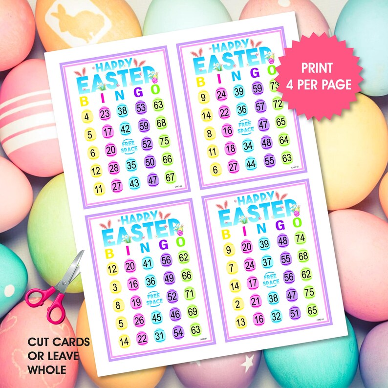 100 Easter Bingo Cards, Easter Party Game, Easter Activity for Kids ...