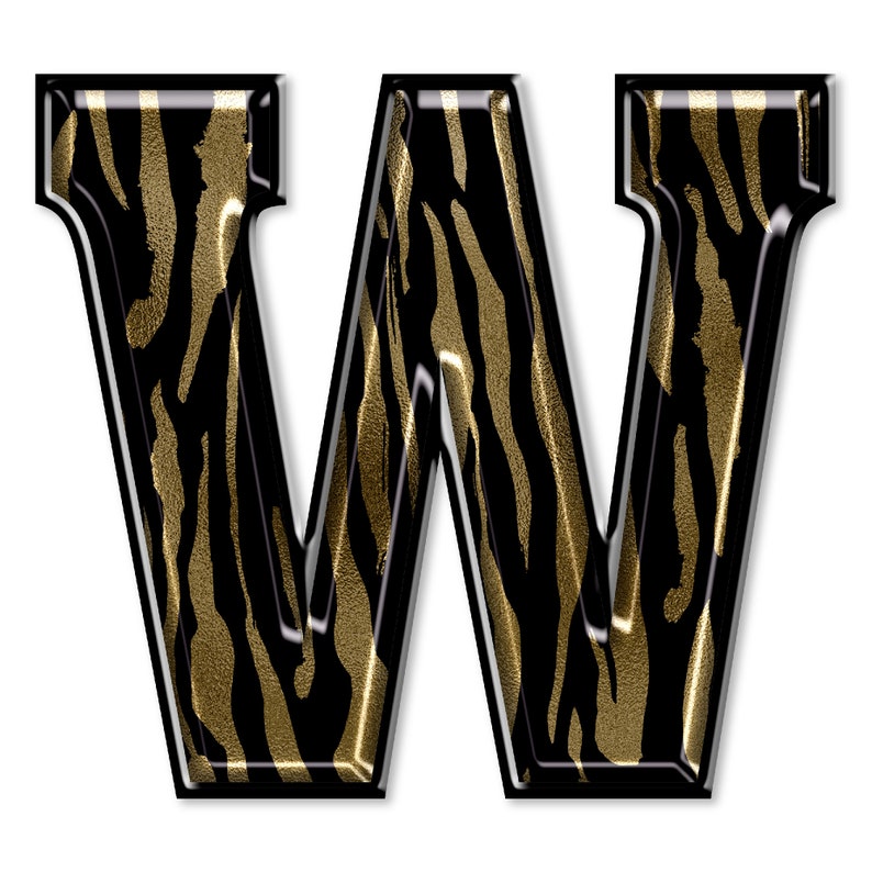 Bubble Gold Zebra Alphabet Clipart, PNG Digital Clip Art, Animal Print ...