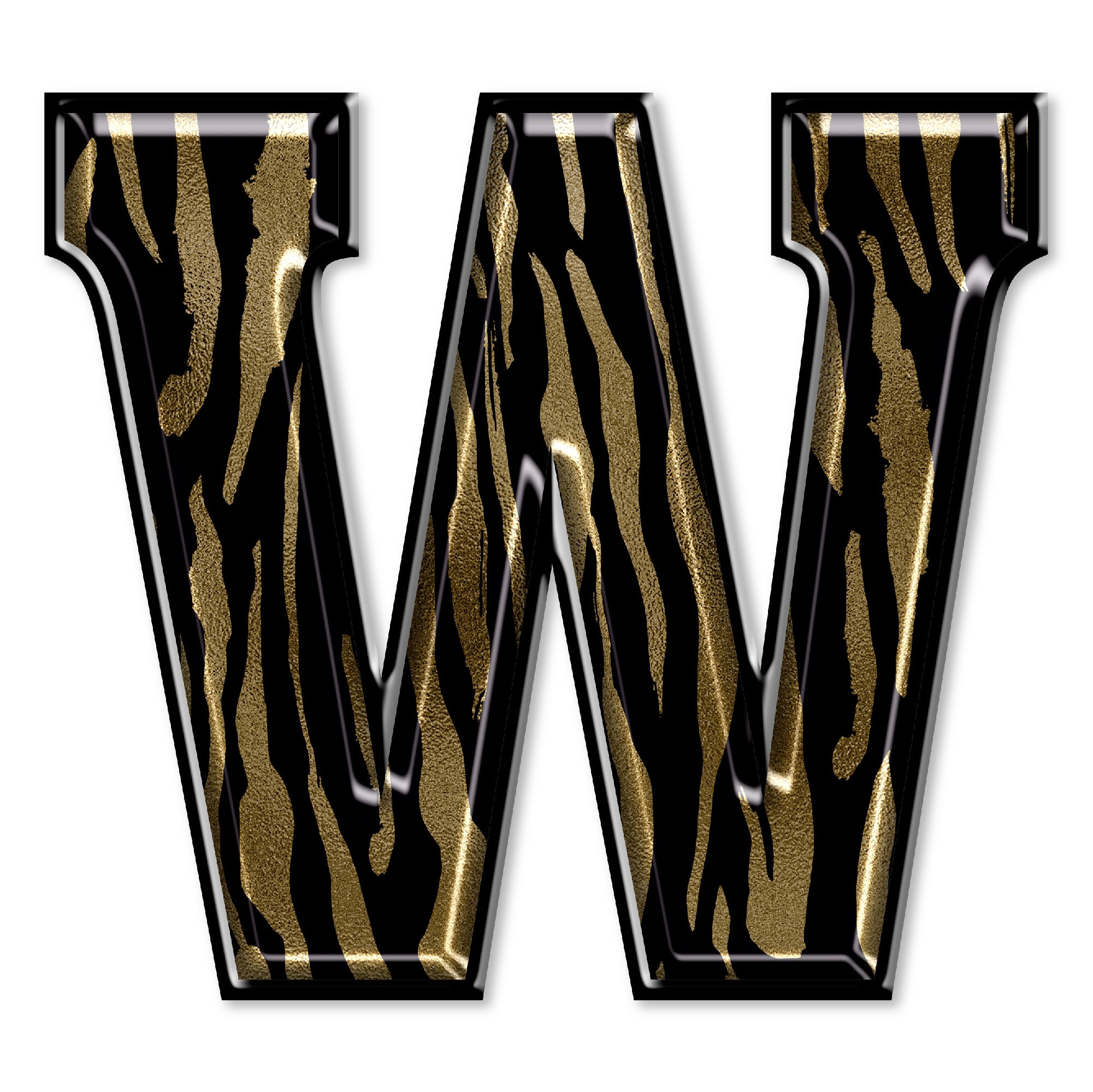 Bubble Gold Zebra Alphabet Clipart, PNG Digital Clip Art, Animal Print ...