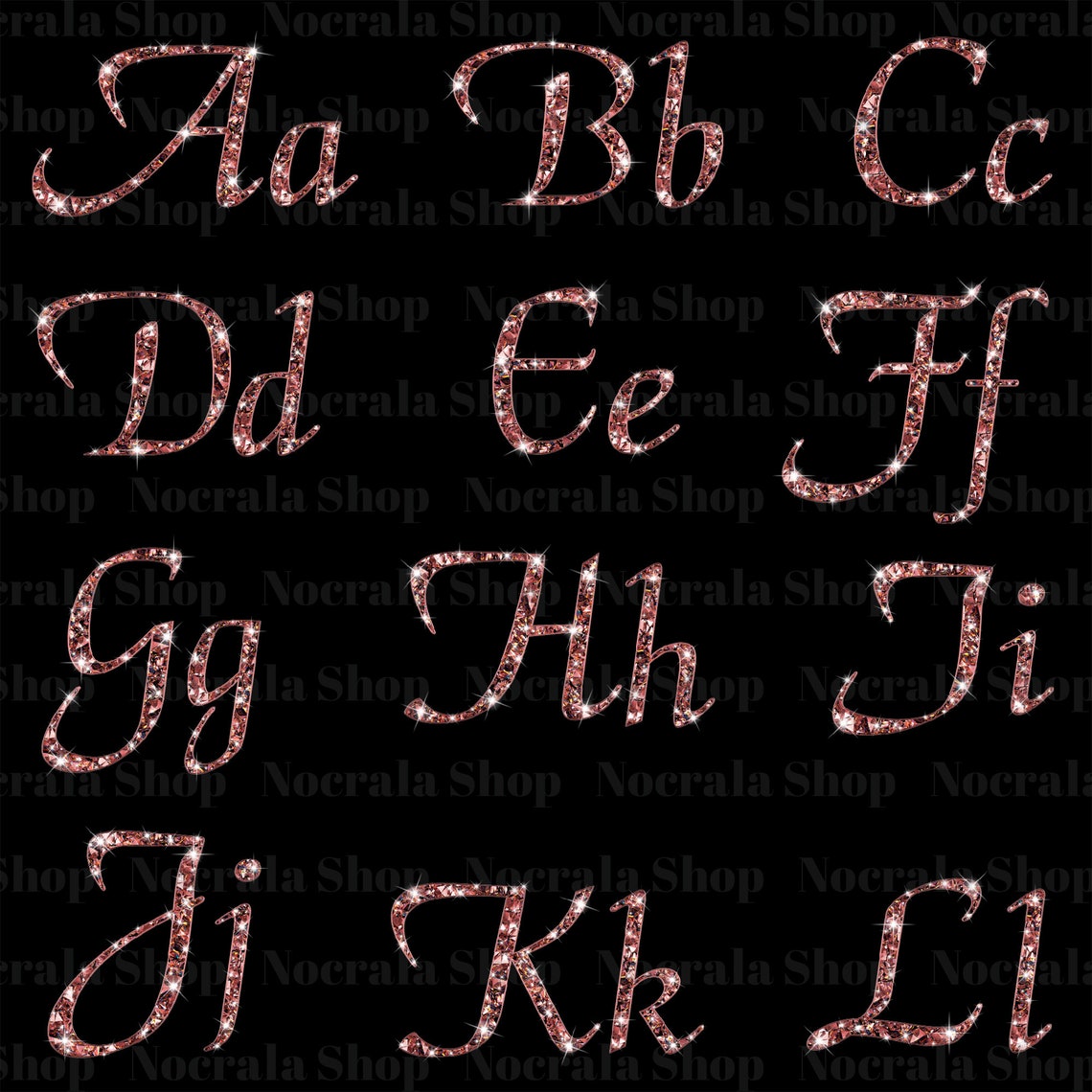 Rose Gold Diamond Alphabet Clipart PNG Digital Clip Art Rose - Etsy