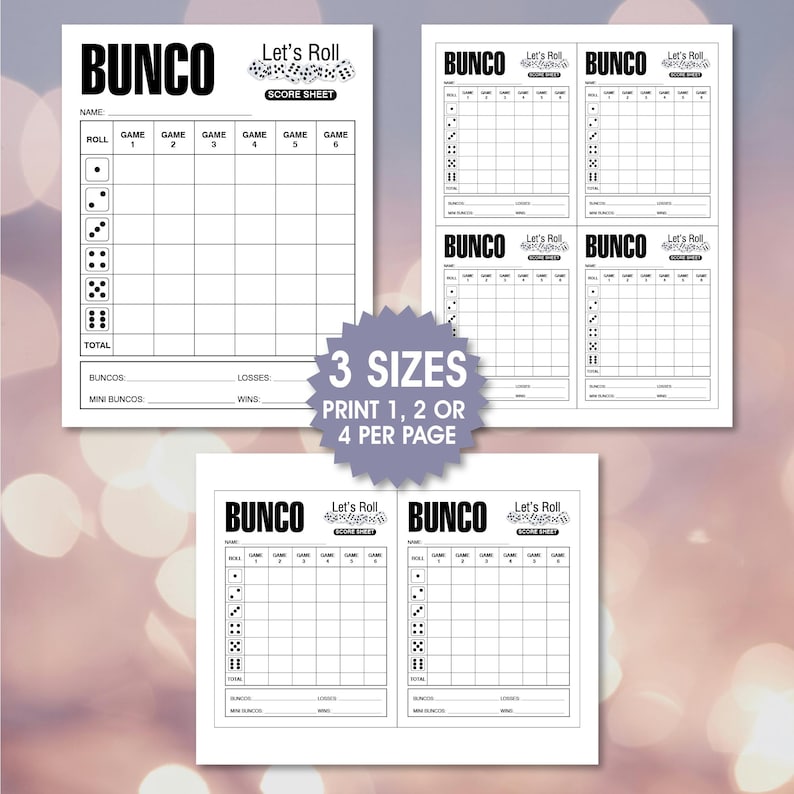 Minimalist BUNCO Bundle, Score Cards, Tally Sheets, Name Tags, Table ...