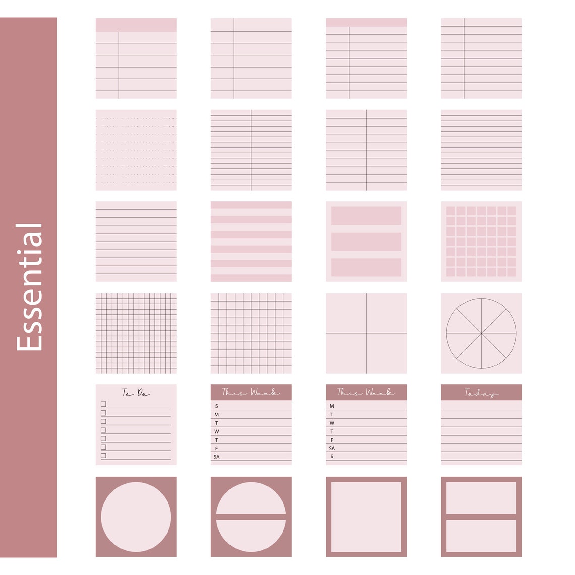 144 Essential Sticky Notes Clipart With Lines, Grids, Circle, Squares ...