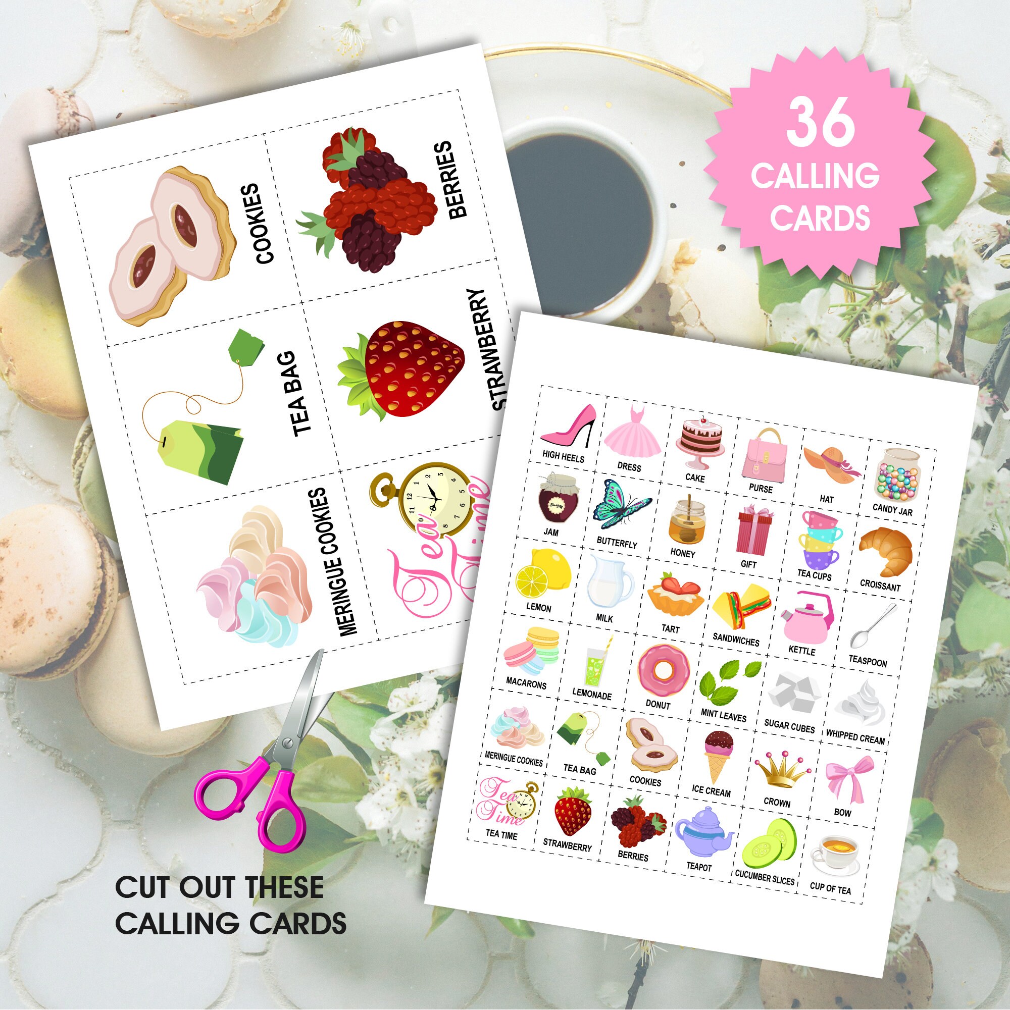 40 Tea Party Bingo Cards, Tea Party Game, Tea Party Activity, Birthday ...