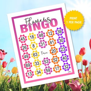 Flowers Bingo Game, 100 Cards, Spring Party Game, Spring Bingo Cards ...