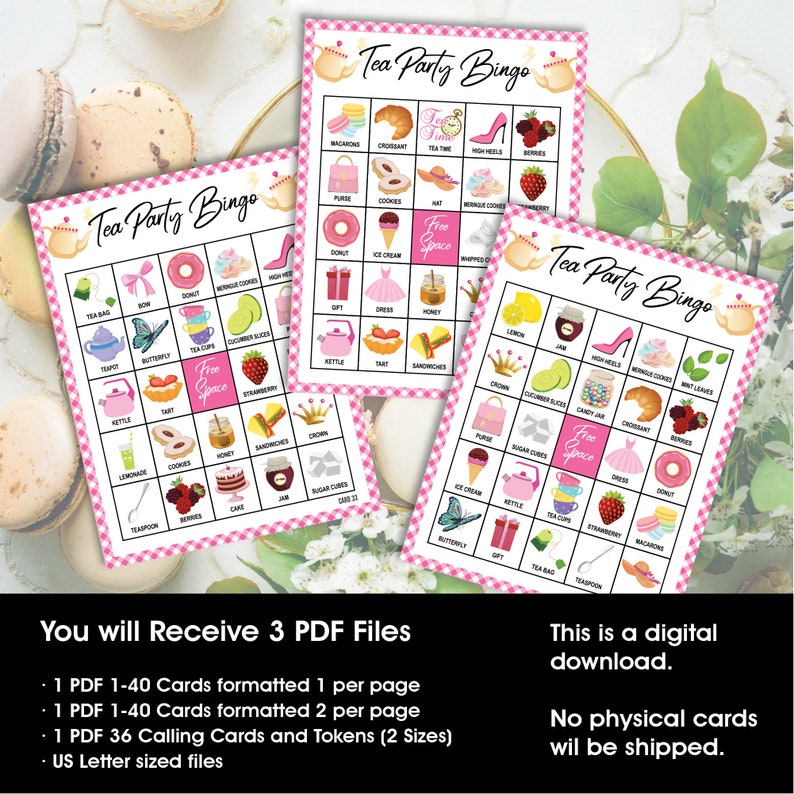 40 Tea Party Bingo Cards, Tea Party Game, Tea Party Activity, Birthday ...