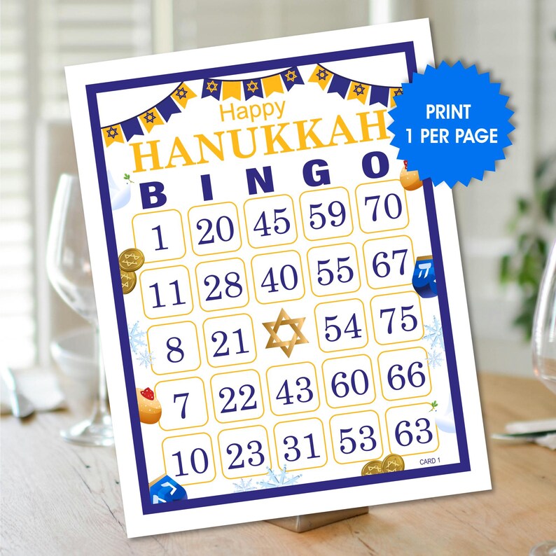 100 Hanukkah Bingo Cards, 1 or 2 per Page, Hanukkah Game, Holidays ...