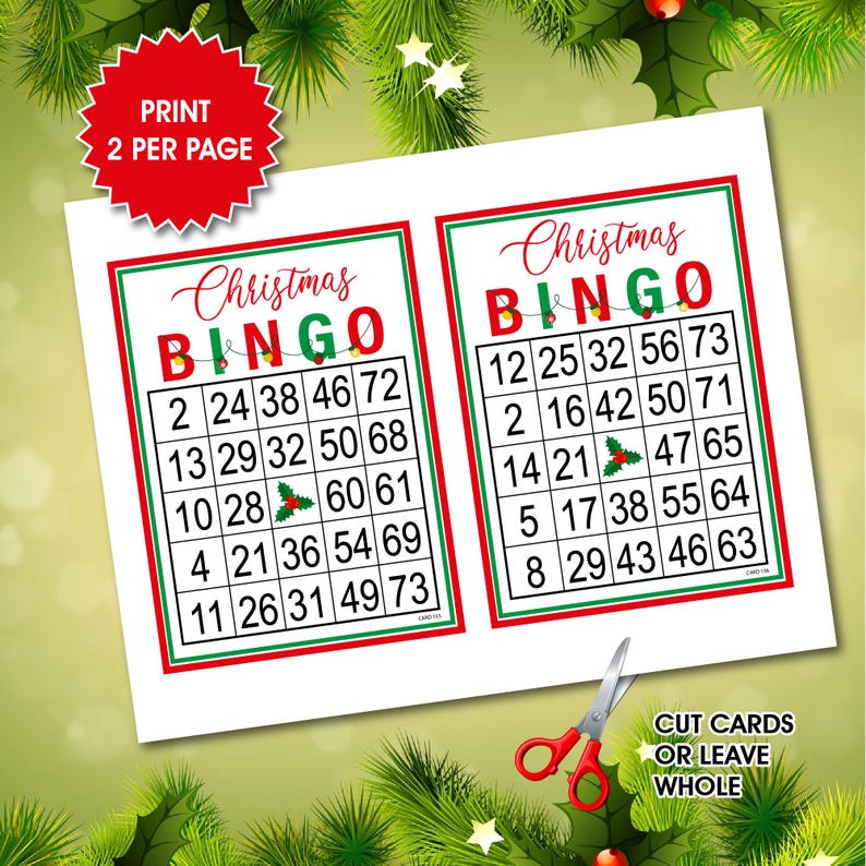 200 Christmas Bingo Cards, 1, 2 or 4 per Page, Christmas Game, Holidays ...