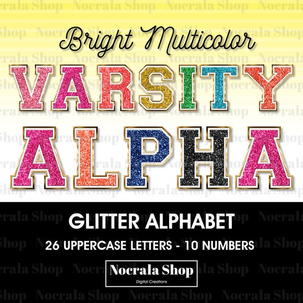 Glitter Varsity Letter Clipart - Etsy