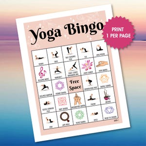 40 Yoga Bingo Cards, 1 or 2 per Page, Fun Party Game, Yoga Class ...