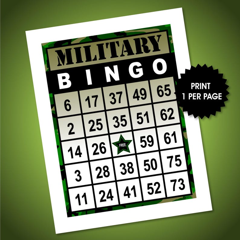 100 Military Bingo Cards, Patriotic Party Game (PDF) - Etsy