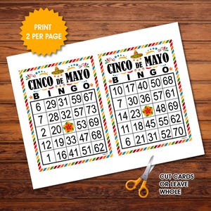 200 Cinco De Mayo Bingo Cards, 1, 2, or 4 per Page, Mexican Game ...