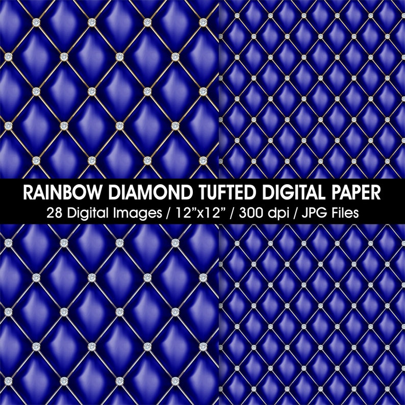 Rainbow Diamond Tufted Digital Paper, Luxury Quilted Texture (digital ...