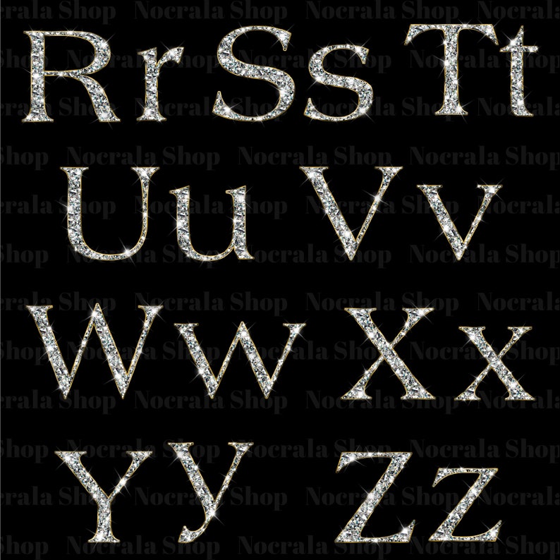 White Diamond Alphabet Clipart PNG Digital Clip Art White - Etsy