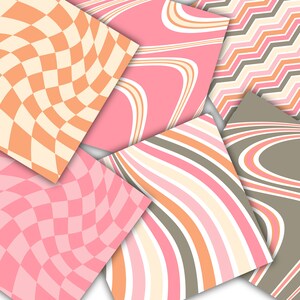 24 Summer Retro Groovy Digital Paper, 70s Aesthetic Background, Instant ...