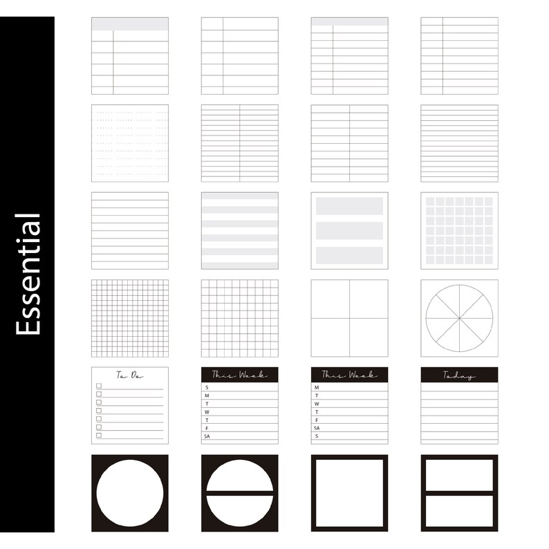 144 Essential Sticky Notes Clipart With Lines, Grids, Circle, Squares ...