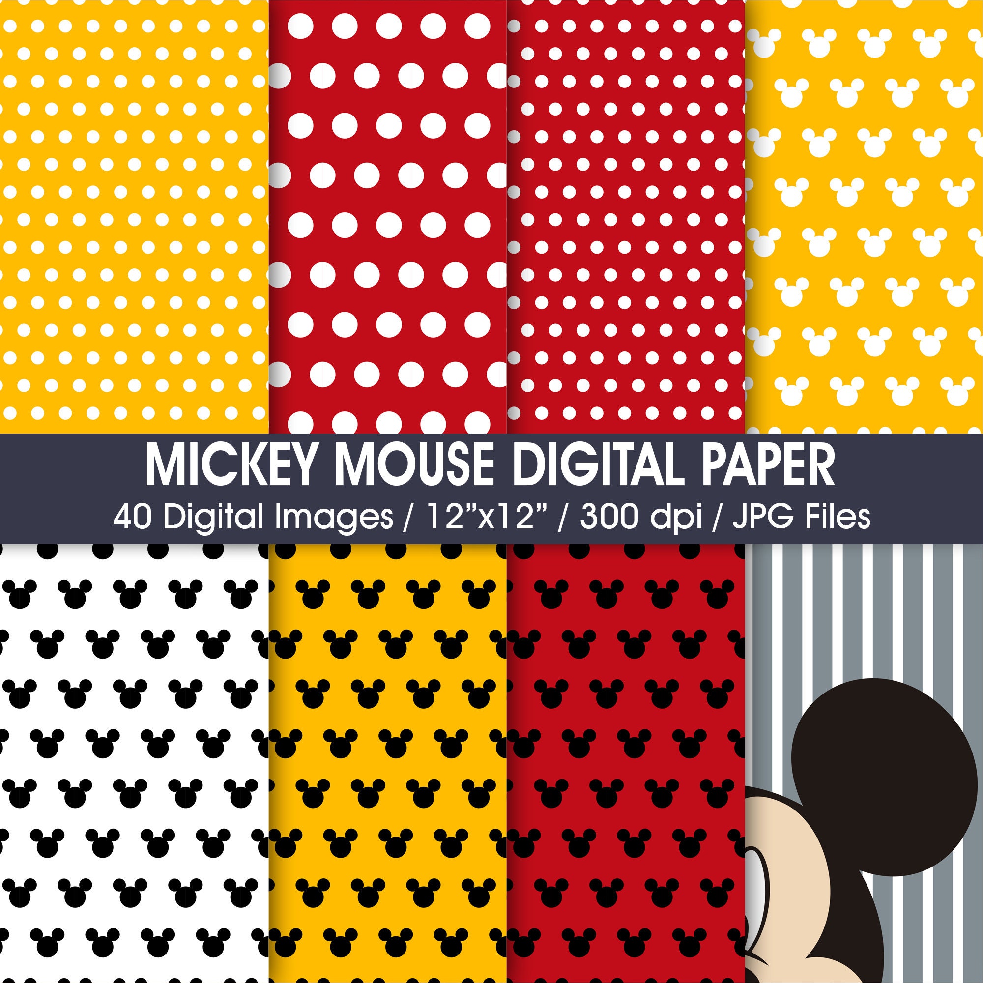 40 Mickey Magic World Digital Paper, Mickey Backgrounds, Instant ...