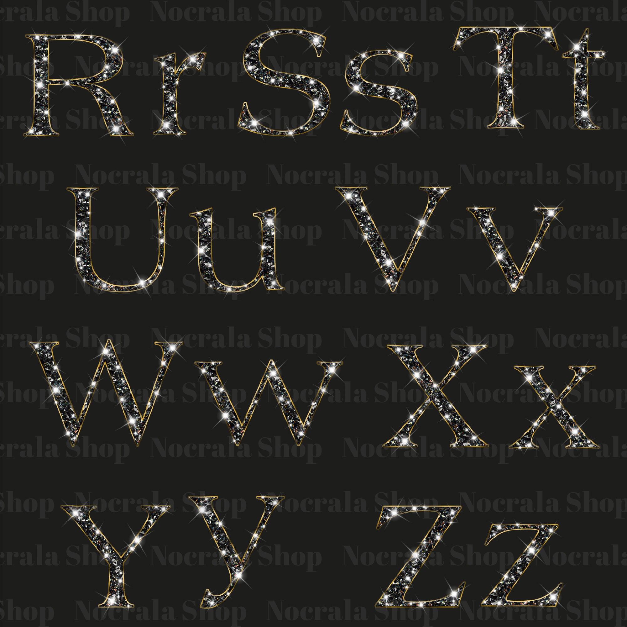 Black Diamond Alphabet Clipart, PNG Digital Clip Art, Black Diamond Letters, Numbers, Symbols ...