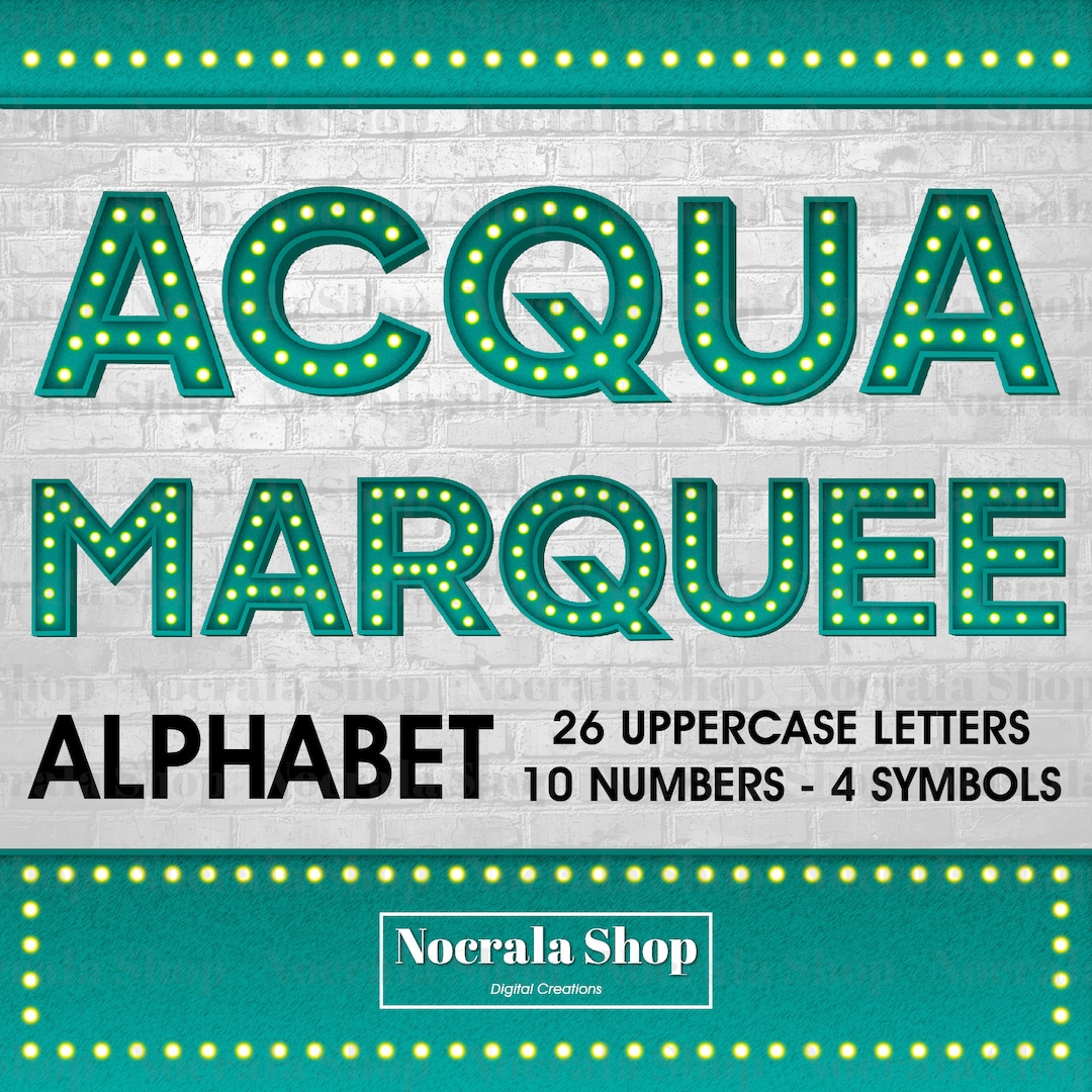 Turquoise Marquee Alphabet Clipart, Marquee Letters & Numbers, PNG ...