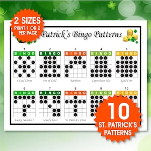 10 St. Patrick's Bingo Patterns, Printable Bingo Game, Bingo Tournament ...