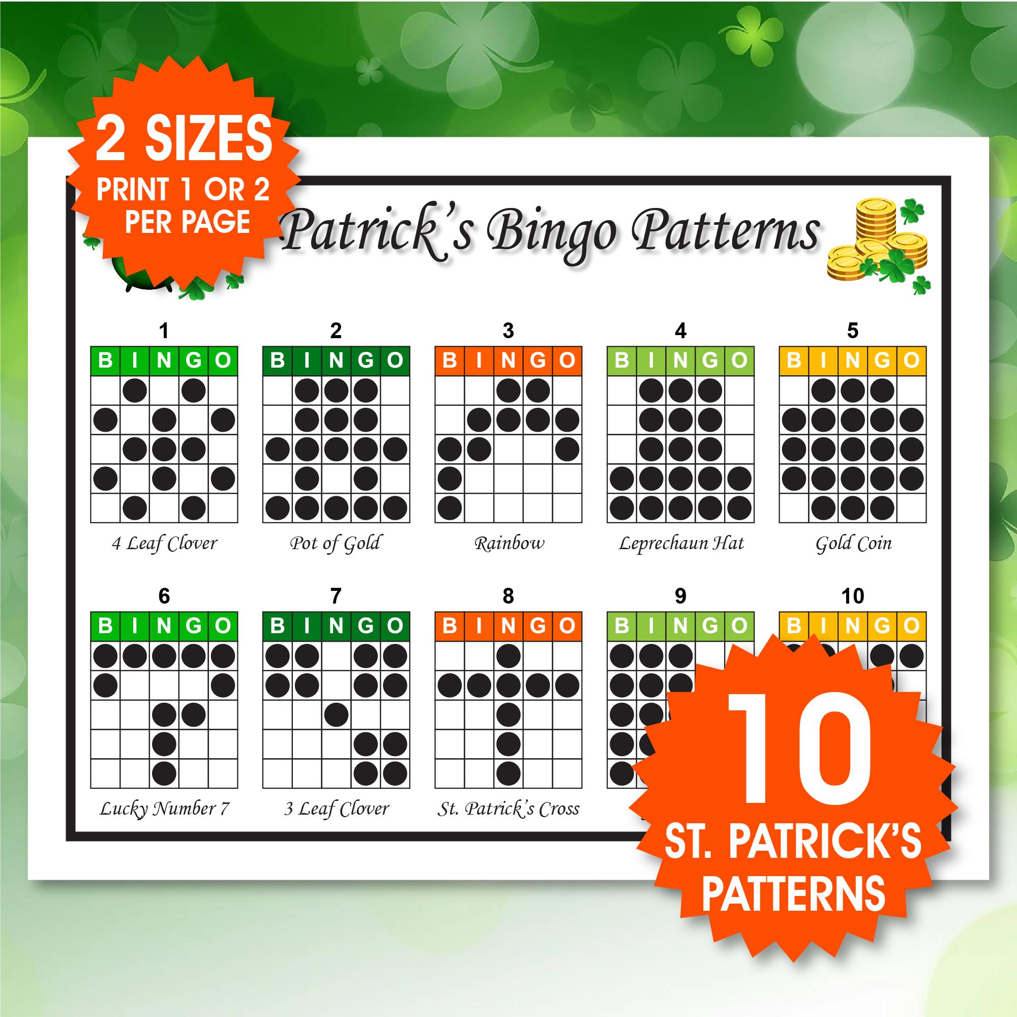 St. Patrick's Day Bingo, 10 Printable Patterns (digital Download) - Etsy
