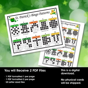 St. Patrick's Day Bingo, 10 Printable Patterns (digital Download) - Etsy