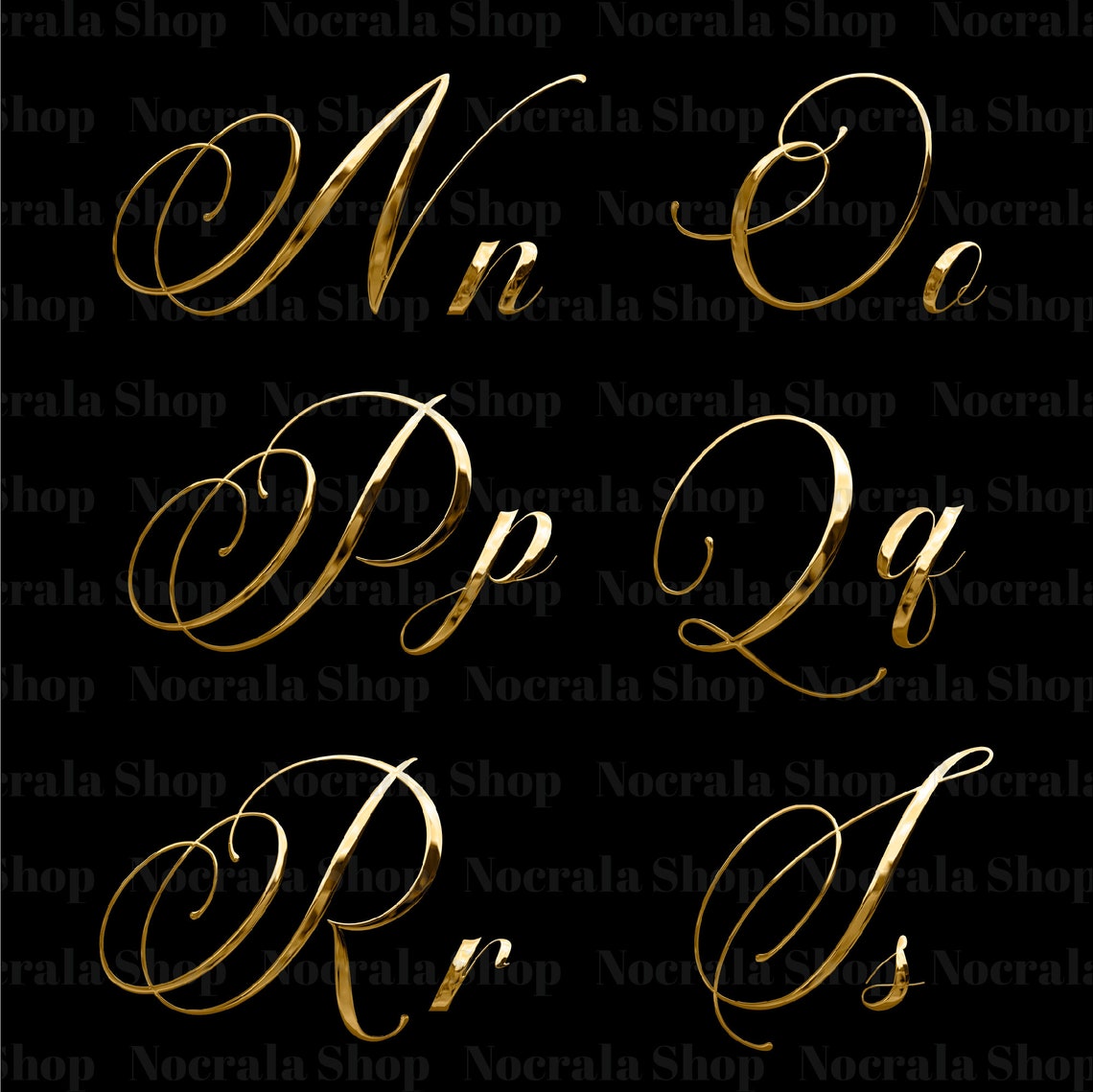 Gold Chrome Cursive Alphabet Clipart, PNG Clip Art, Gold Chrome Cursive ...
