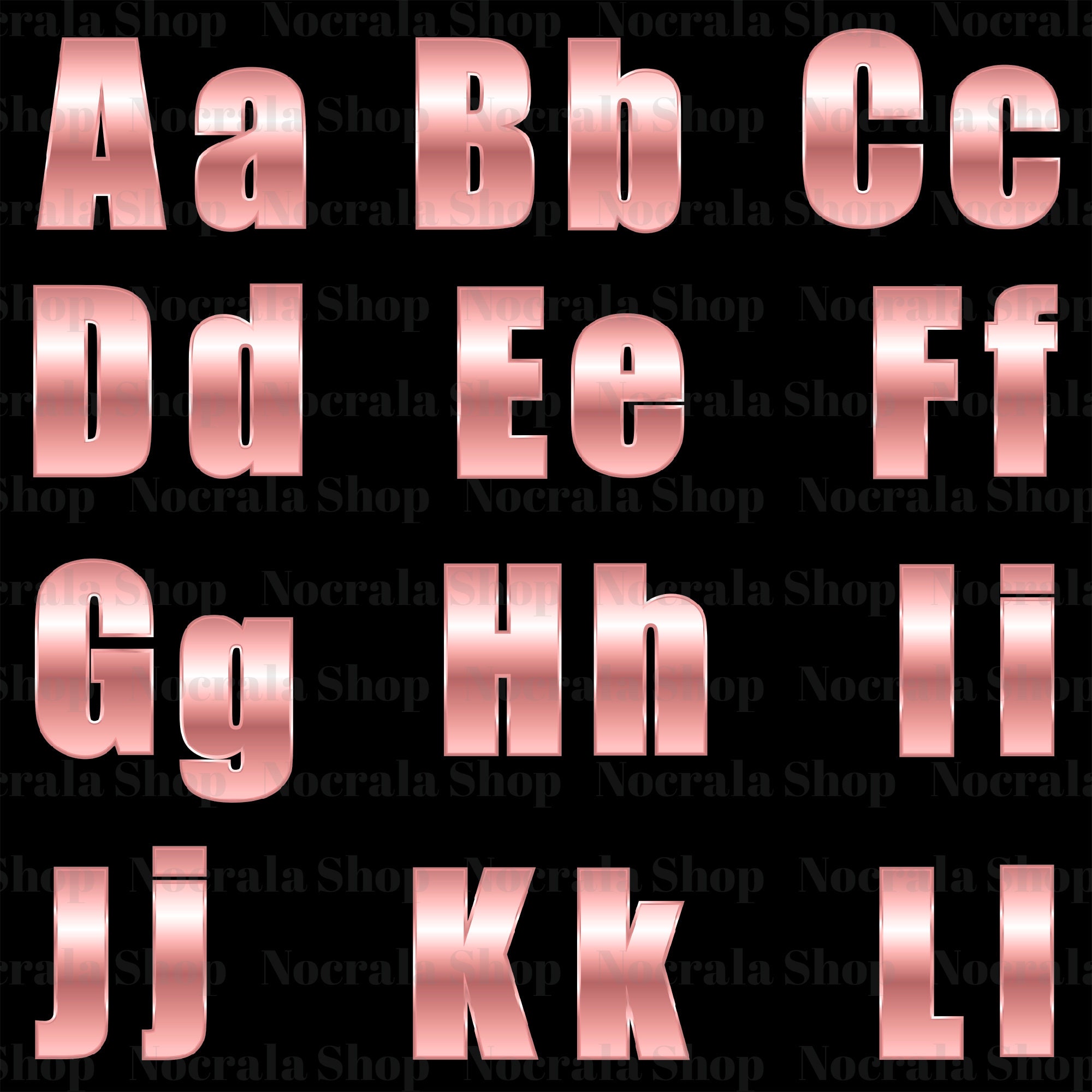 Rose Gold Metallic Alphabet Clipart, Rose Gold Foil PNG, Rose Gold ...